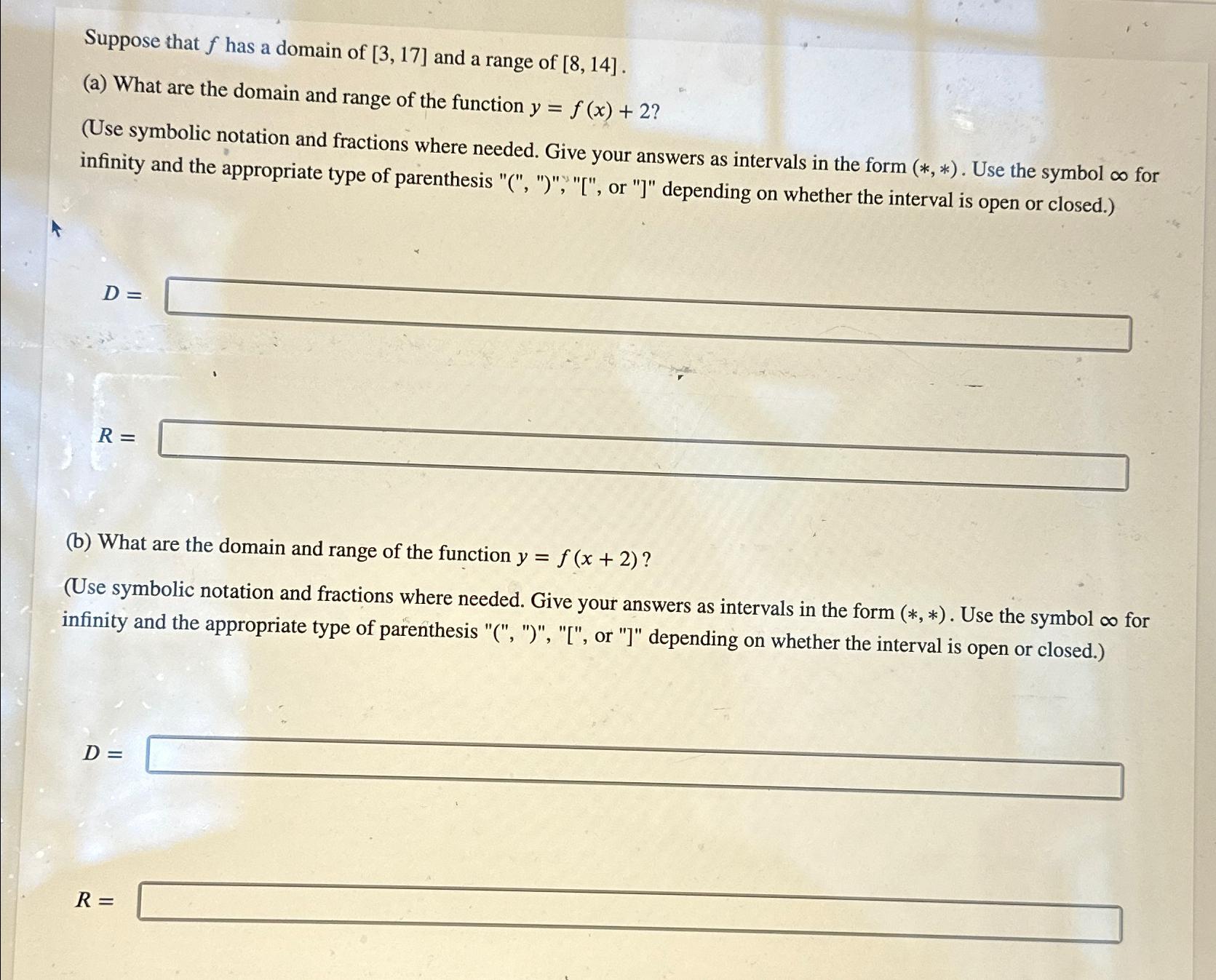 Solved Suppose that f ﻿has a domain of 3,17 ﻿and a range of | Chegg.com
