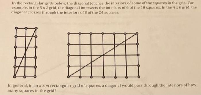 Solved In the rectangular grids below, the diagonal touches | Chegg.com