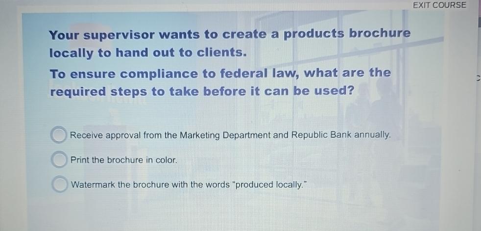 Solved EXIT COURSEYour supervisor wants to create a products | Chegg.com