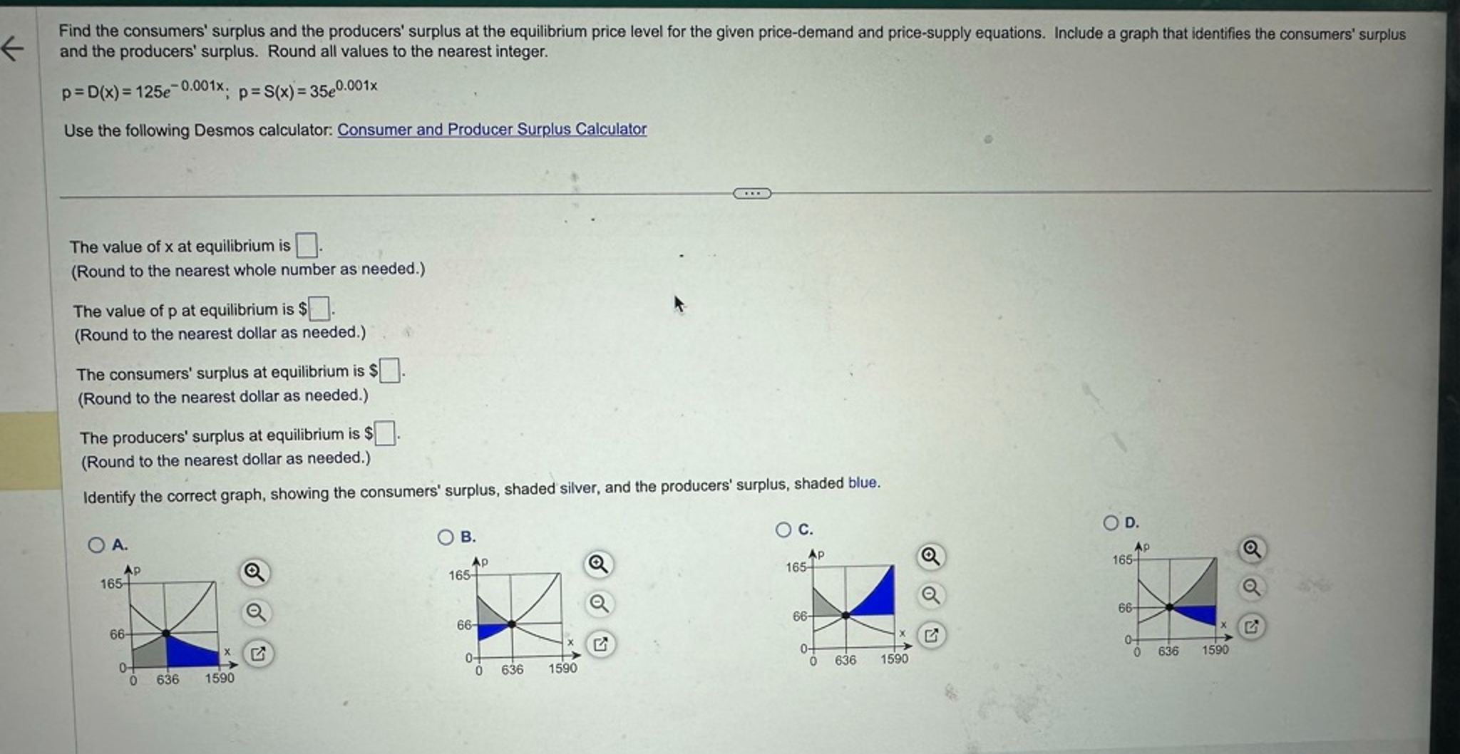 Solved Find the consumers' surplus and the producers' | Chegg.com