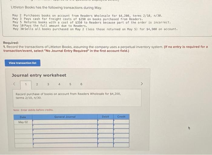 Solved Littleton Books has the following transactions during | Chegg.com