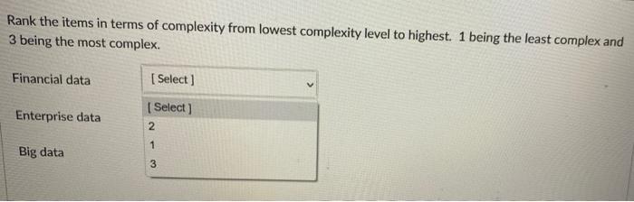 Solved Rank the items in terms of complexity from lowest | Chegg.com