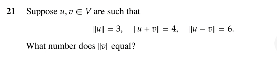 Solved 21 ﻿Suppose u,vinV are such | Chegg.com