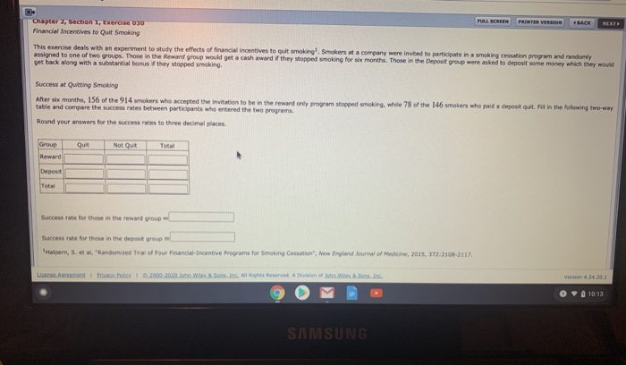 Solved FULL SCREEN PRINTER VERSION BACK Chapter 2, Section | Chegg.com