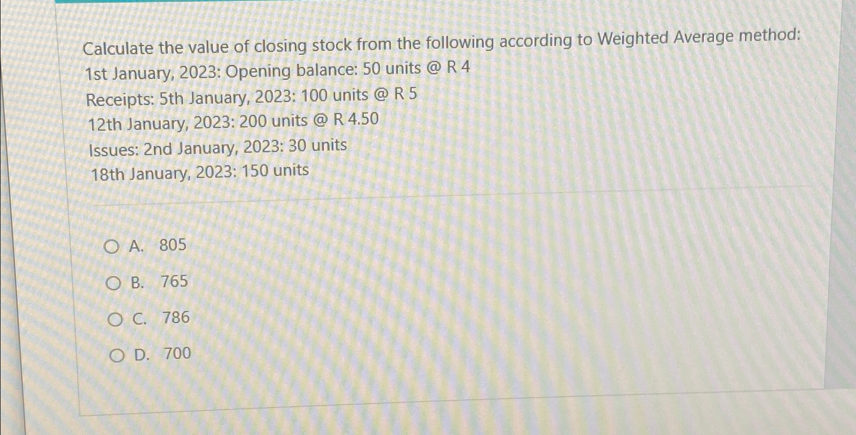 Solved Calculate the value of closing stock from the | Chegg.com