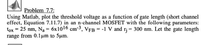 Problem 7.7: Using Matlab, plot the threshold voltage | Chegg.com