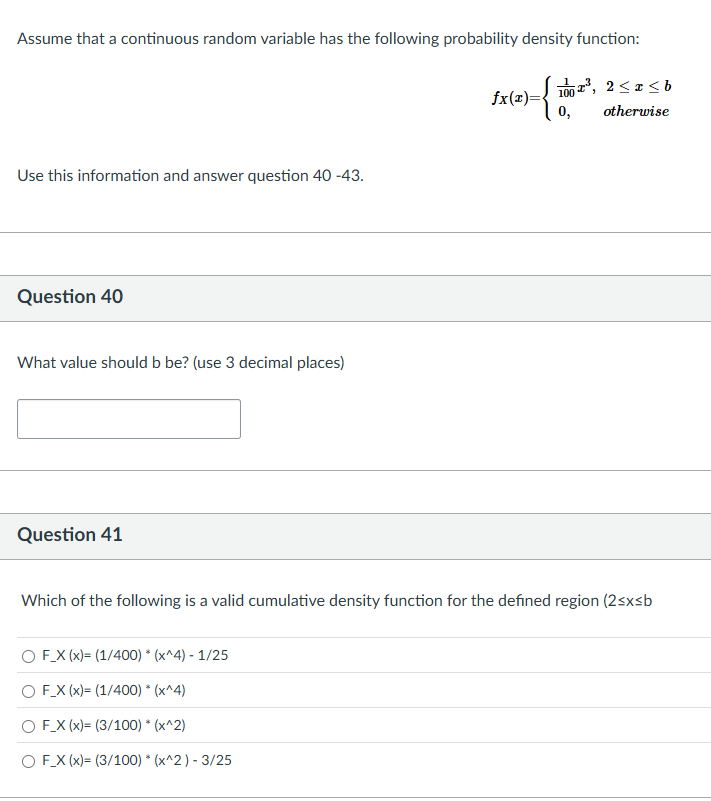 Solved Assume that a continuous random variable has the | Chegg.com