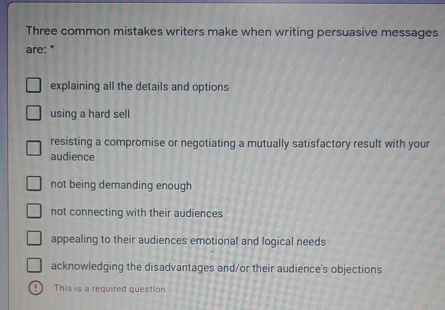 Solved Three common mistakes writers make when writing | Chegg.com