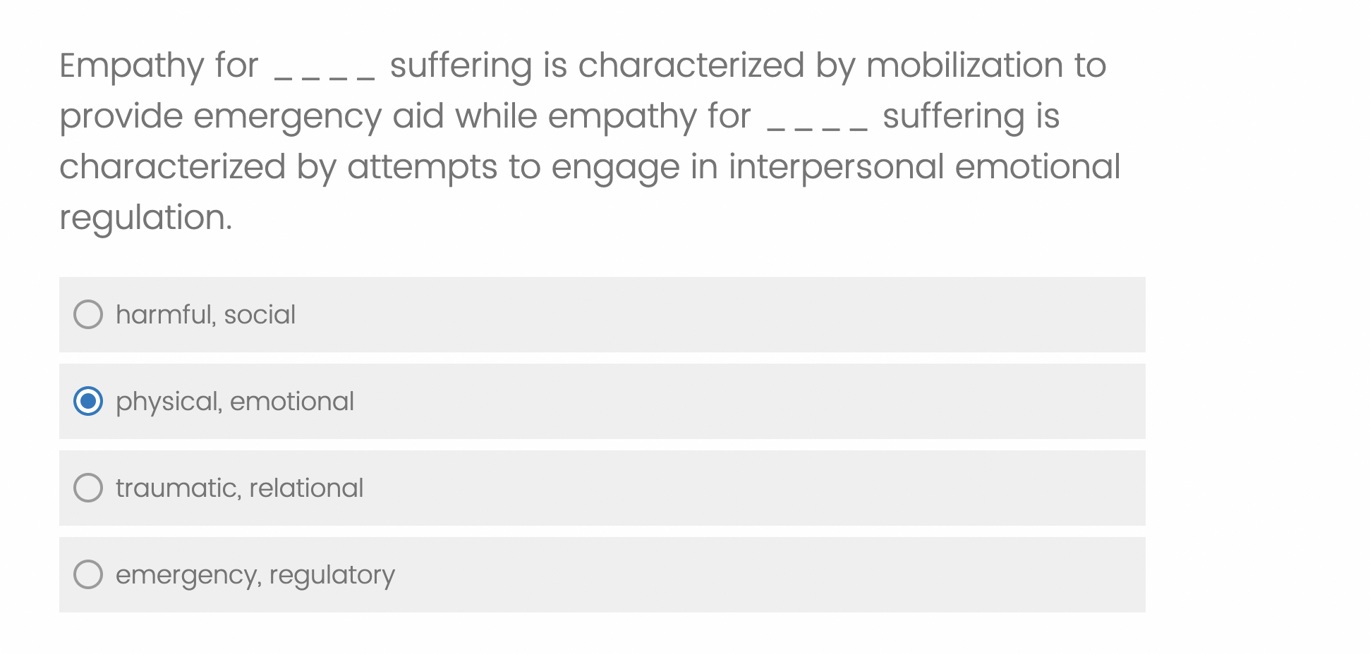 High Quality SOLUTION Empathy for suffering is characterized by | Chegg.com