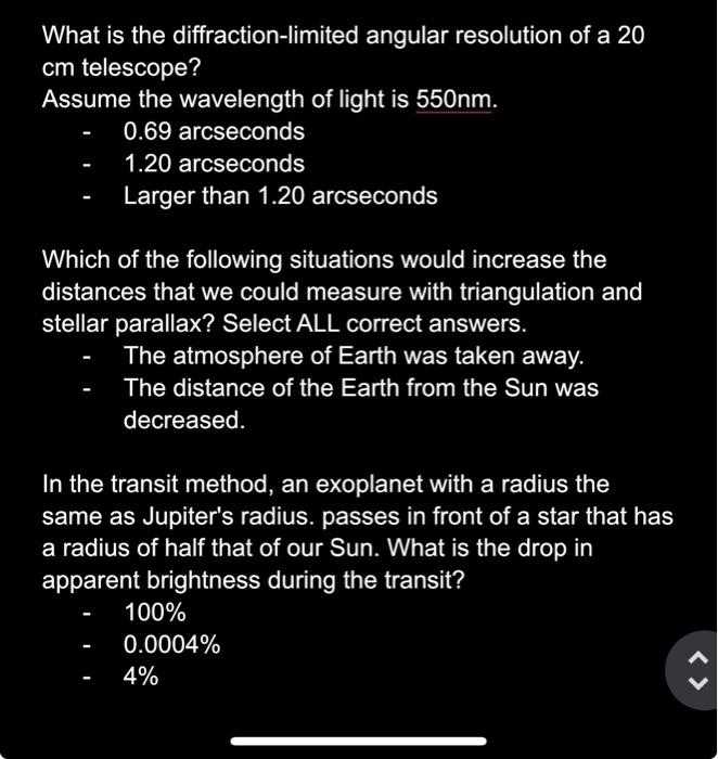 Solved What is the diffraction-limited angular resolution of | Chegg.com
