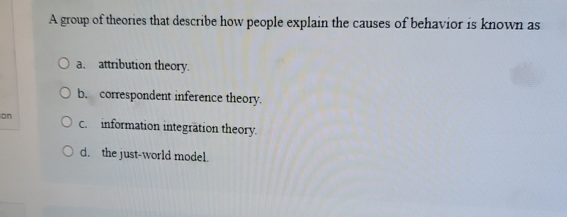 Solved A group of theories that describe how people explain | Chegg.com