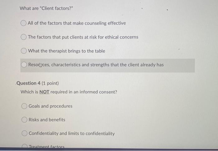 Solved What are "Client factors?" All of the factors that | Chegg.com