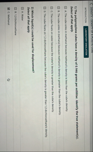 Solved DENSITY • ﻿DENSITY OF A PLASTIC | Chegg.com