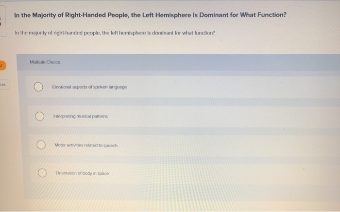 Solved In the Majority of Right-Handed People, the Left | Chegg.com