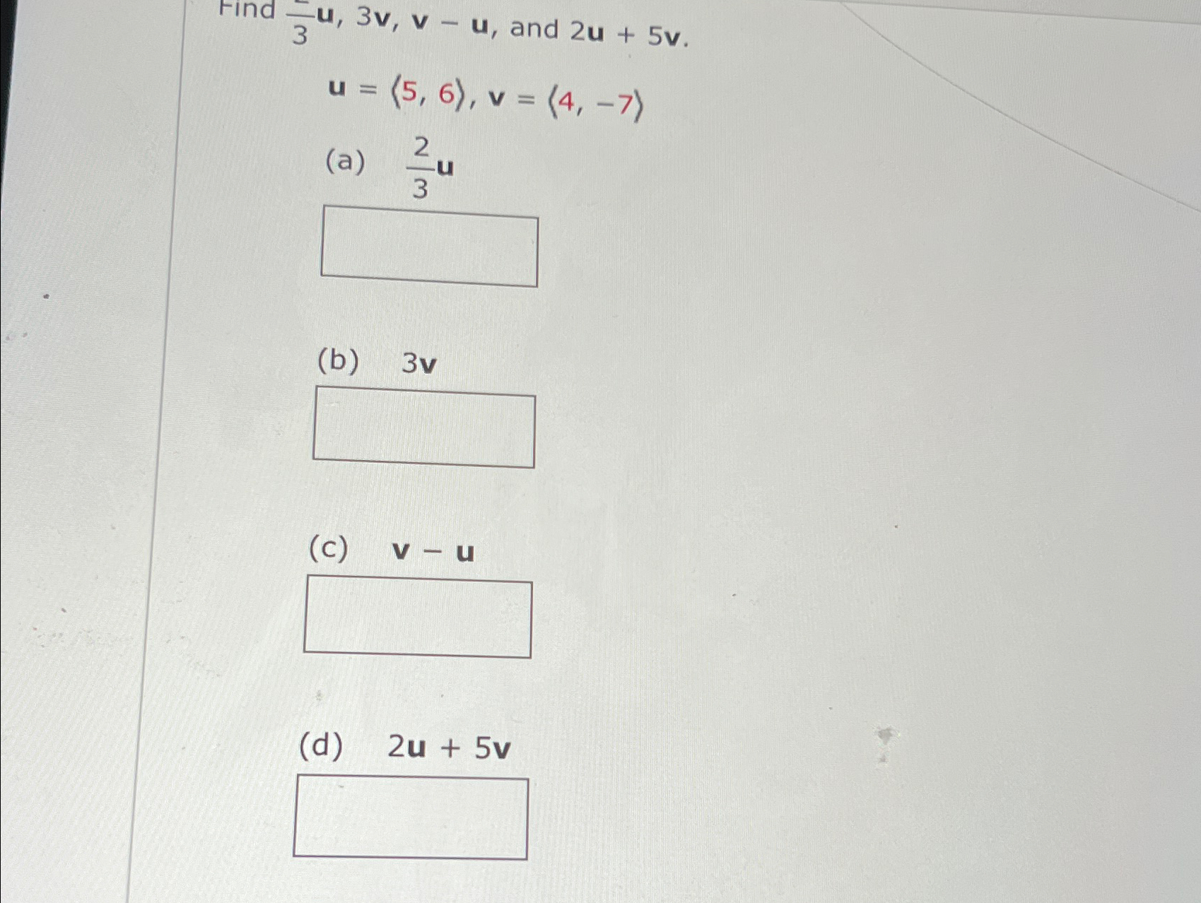Solved Find 43,3v,v-u, ﻿and | Chegg.com