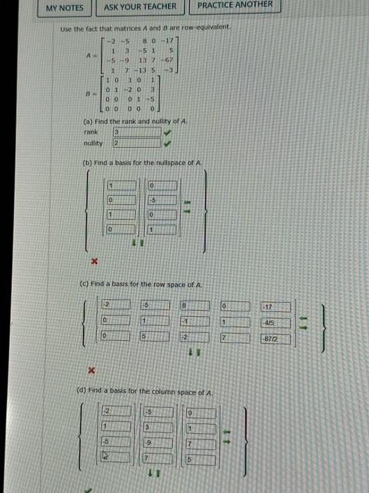 Solved Use the fact that matrices A and B are | Chegg.com