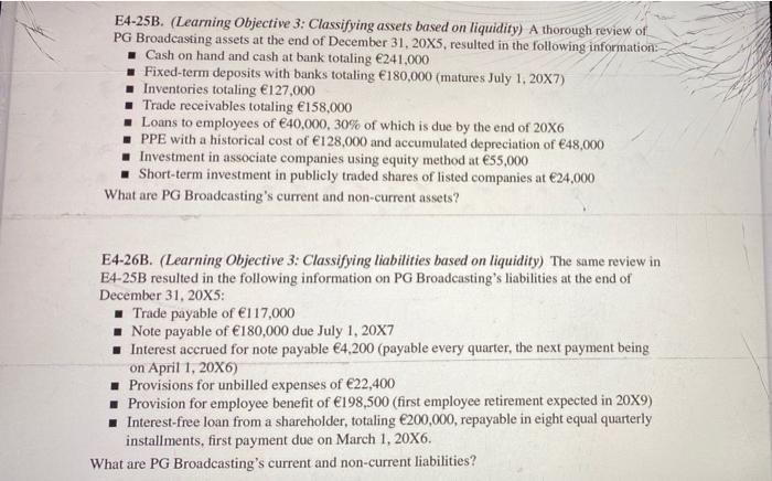 Solved E4-25B. (Learning Objective 3: Classifying assets | Chegg.com