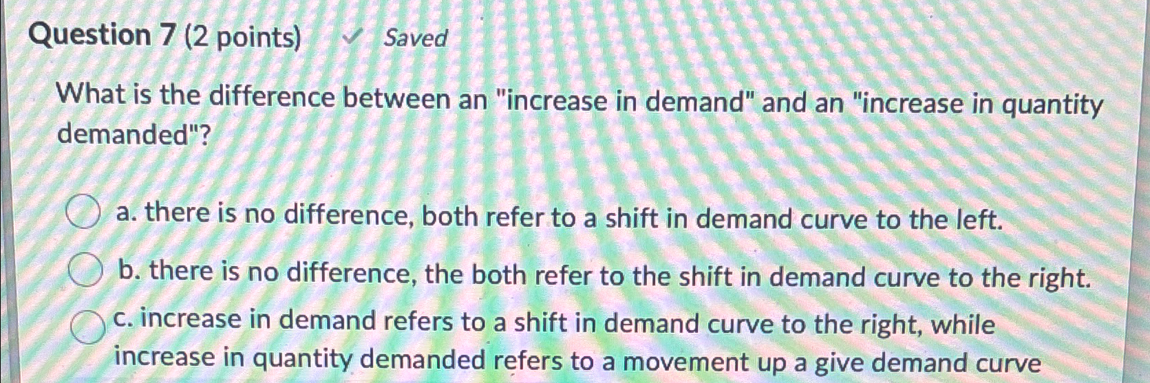 Solved Question 7 (2 ﻿points)SavedWhat is the difference | Chegg.com