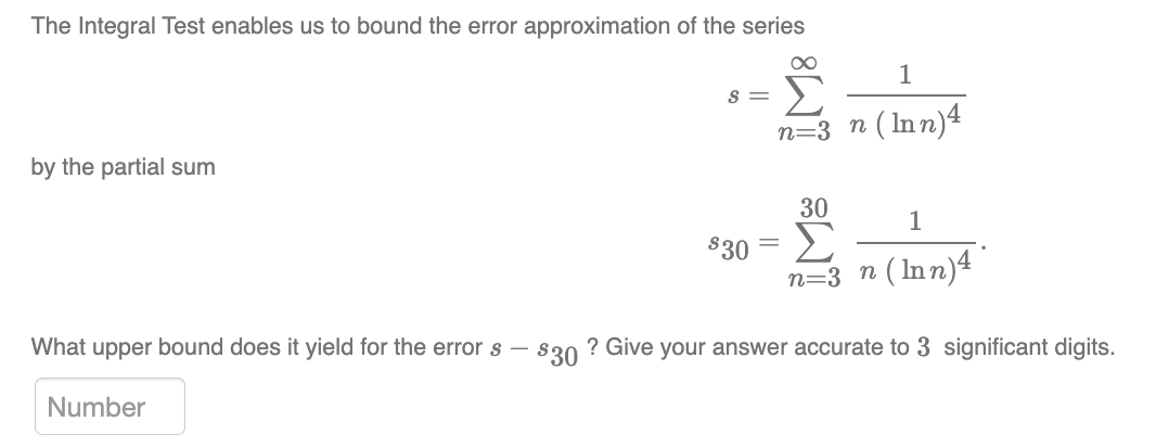 Solved The Integral Test enables us to bound the error | Chegg.com
