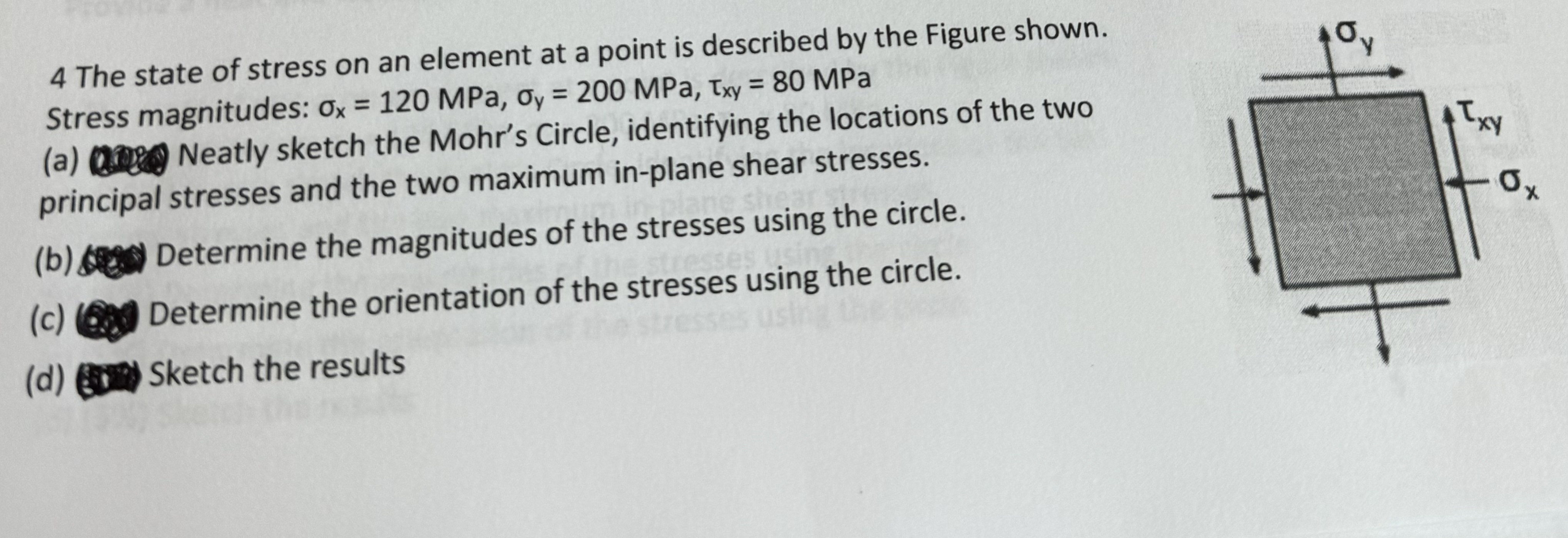 Solved 4 4 ﻿The state of stress on an element at a point is | Chegg.com