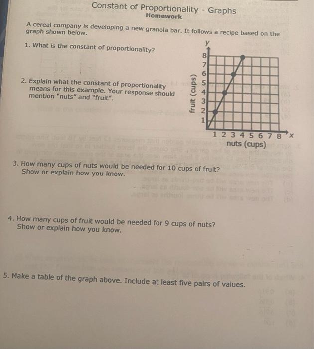 Solved Constant of Proportionality - Graphs Homework A | Chegg.com
