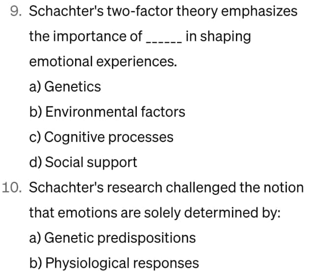 Solved Schachter's two-factor theory emphasizes the | Chegg.com