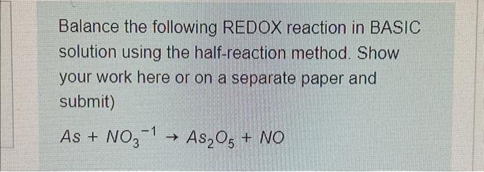 Solved Balance the following REDOX reaction in BASIC | Chegg.com