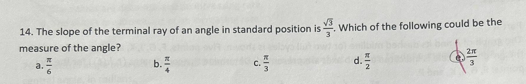 Solved The slope of the terminal ray of an angle in standard | Chegg.com