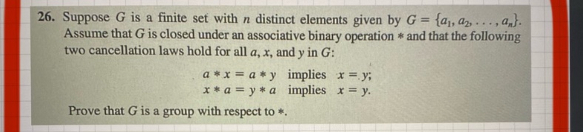 Solved Suppose G ﻿is a finite set with n ﻿distinct elements | Chegg.com