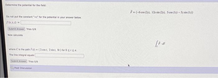 Solved Determine the potential for the field: | Chegg.com