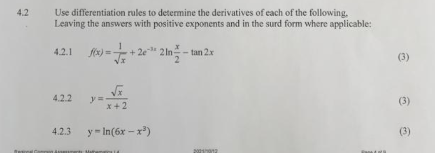 Solved Use differentiation rules to determine the | Chegg.com