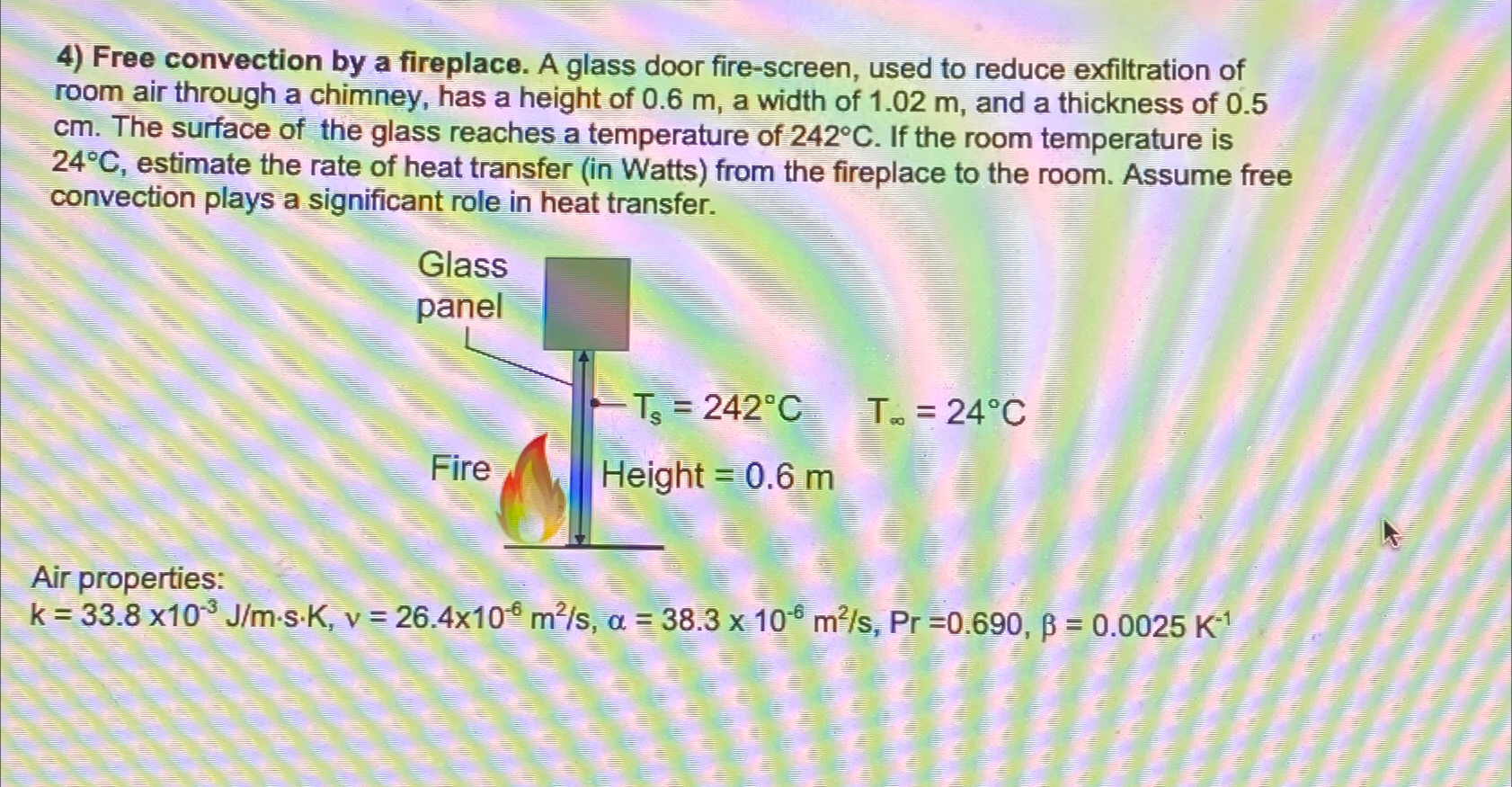 Free convection by a fireplace. A glass door | Chegg.com
