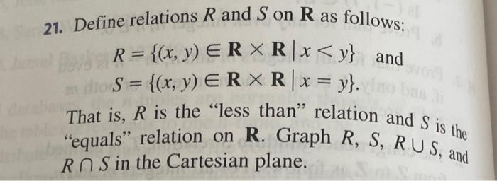 Solved 21. Define relations R and S on R as follows: Jaal R | Chegg.com