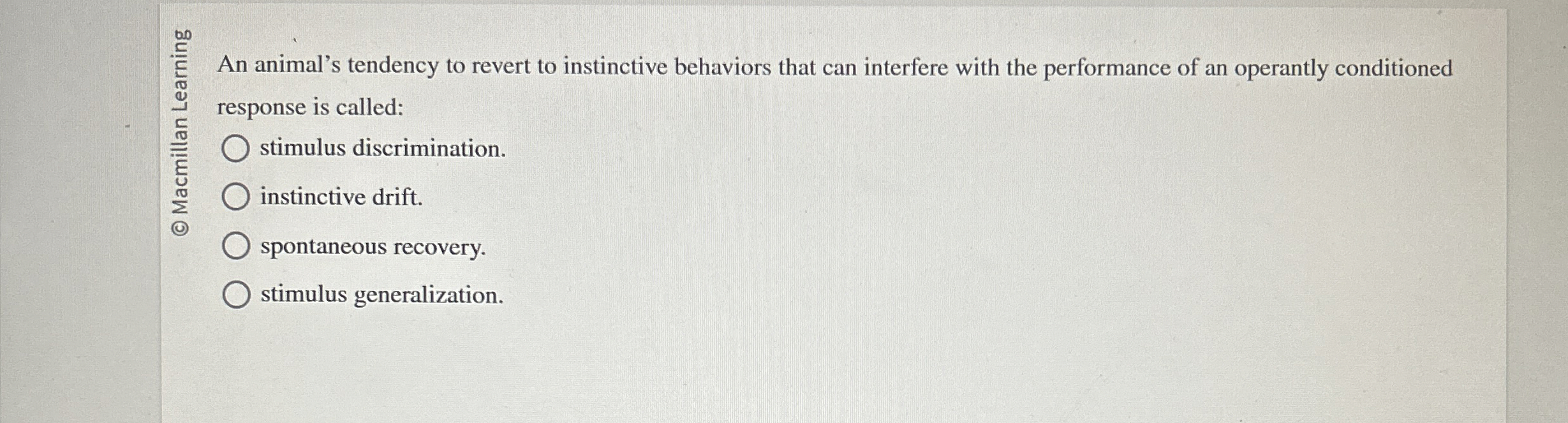 Solved An animal's tendency to revert to instinctive | Chegg.com
