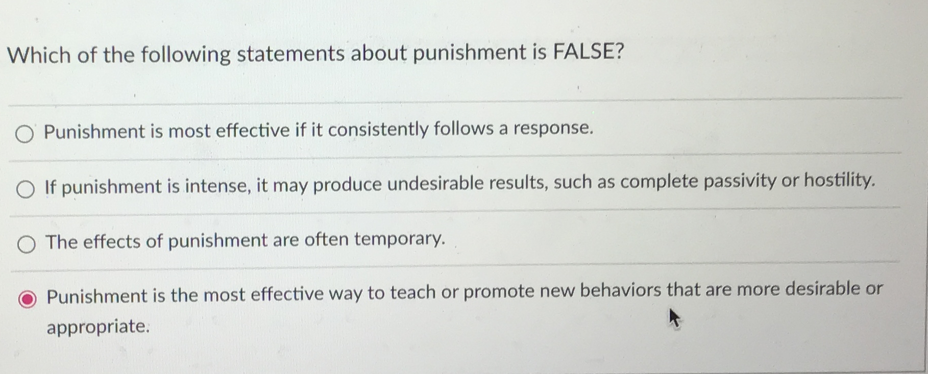 Solved Which of the following statements about punishment is | Chegg.com