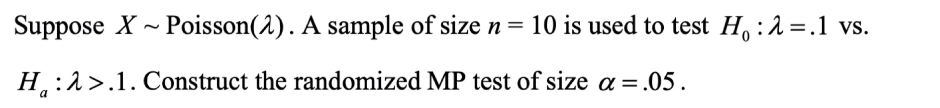 Suppose x∼Poisson(λ). ﻿A sample of size n=10 ﻿is used | Chegg.com