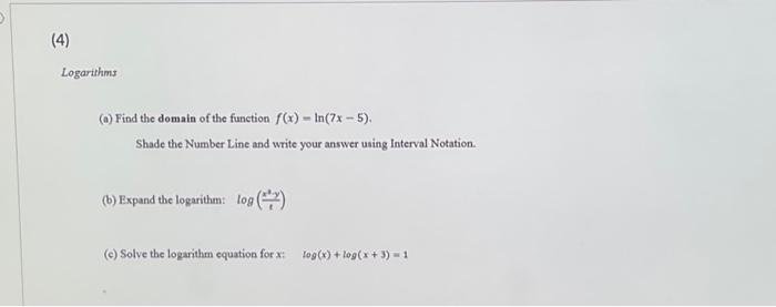 Solved (a) Find the domain of the funetion f(x)=ln(7x−5). | Chegg.com