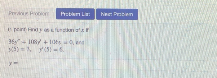 Solved Previous Problem Problem List Next Problem (1 point) | Chegg.com