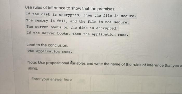 Solved Use rules of inference to show that the premises: If | Chegg.com