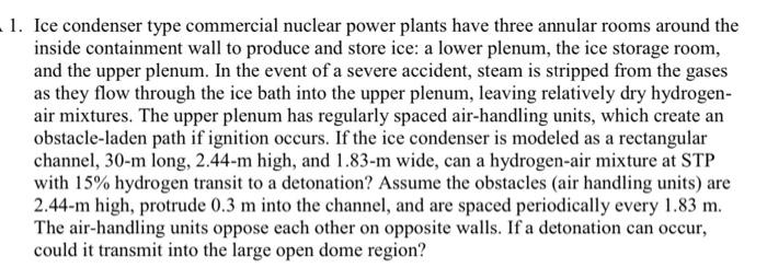 1. Ice condenser type commercial nuclear power plants | Chegg.com