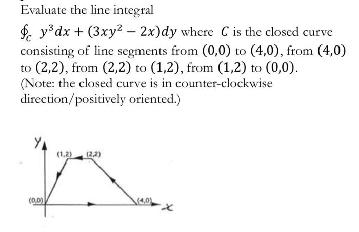Solved Evaluate the line integral $c ydx + (3xy2 – 2x)dy | Chegg.com