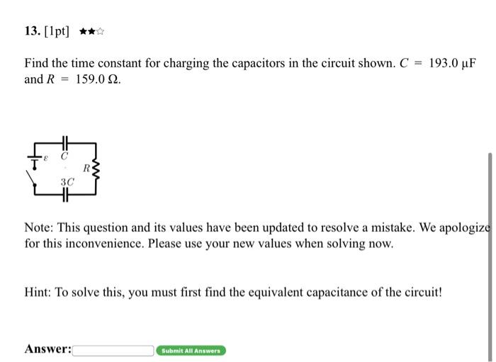 Solved Find the time constant for charging the capacitors in | Chegg.com