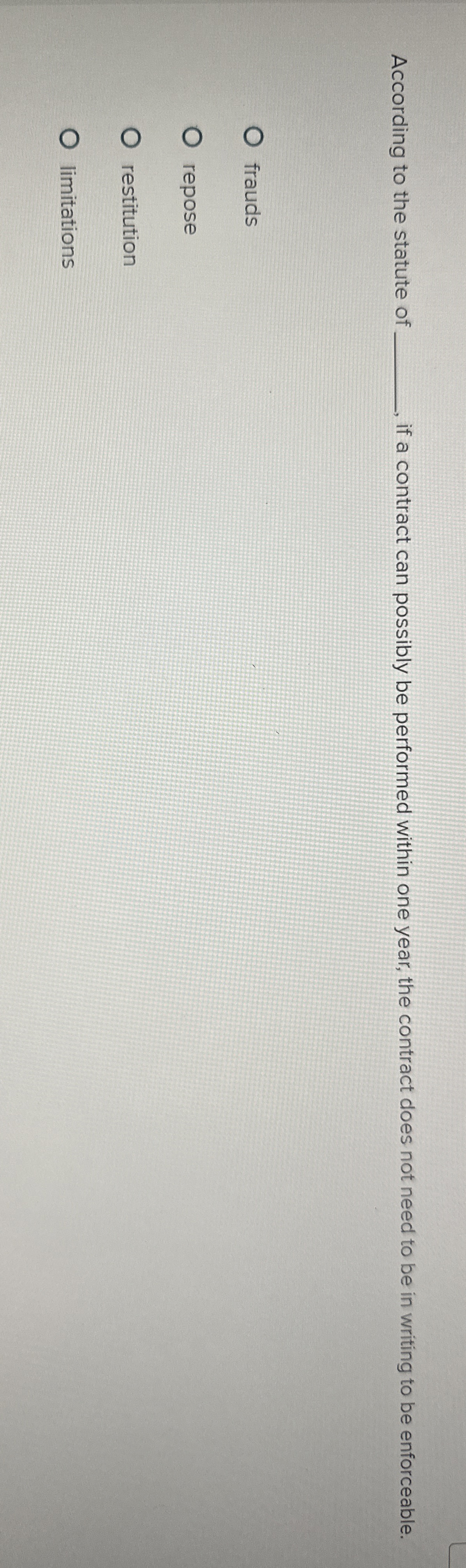 Solved According to the statute of. ﻿if a contract can | Chegg.com