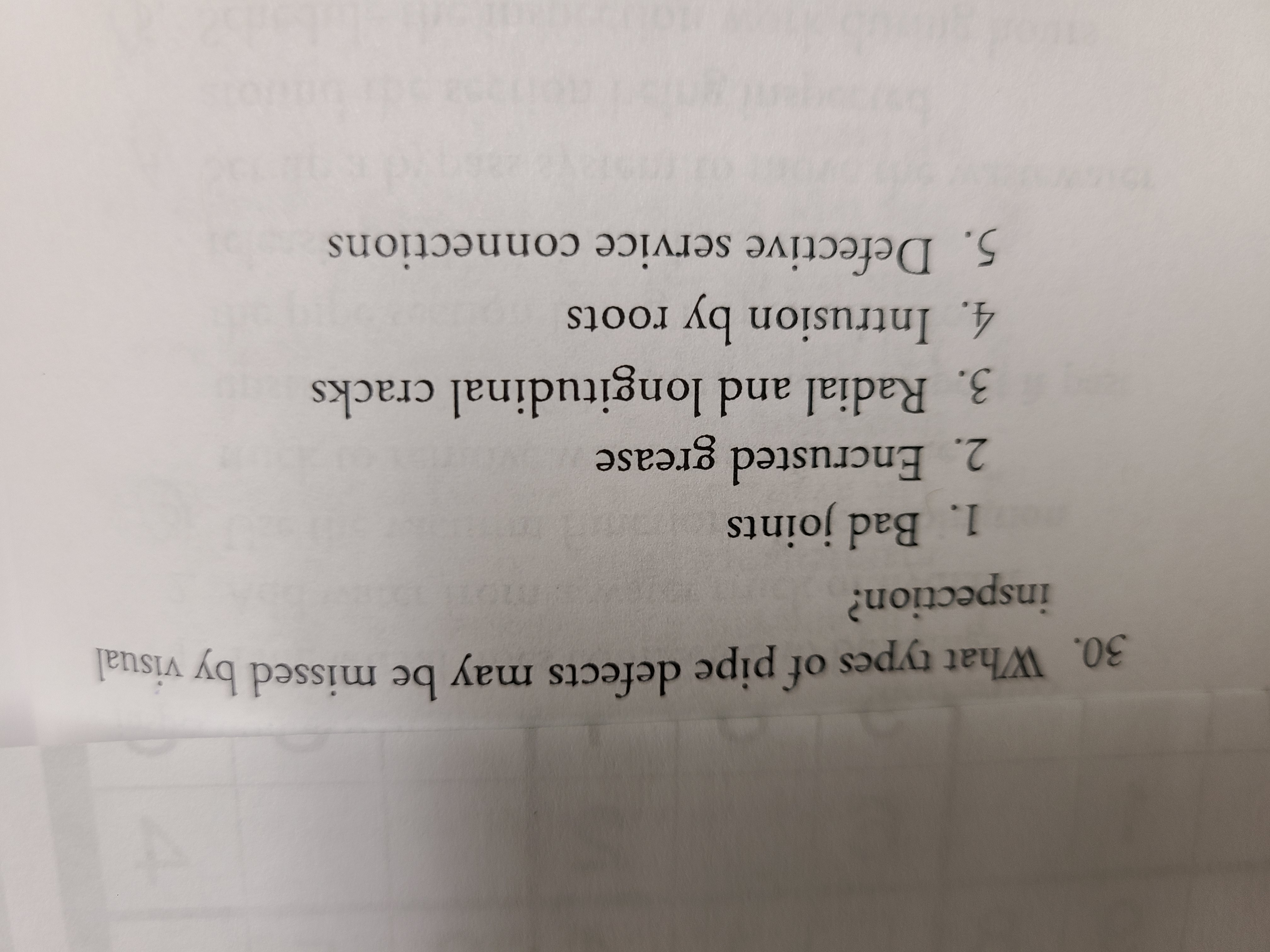 Solved 30. ﻿What types of pipe defects may be missed by | Chegg.com