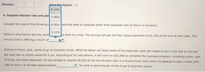 Solved 9. Implied interest rate and period Consider the case | Chegg.com