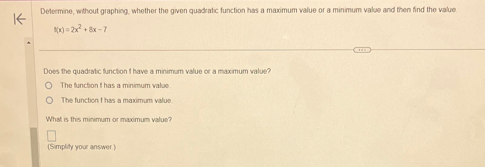 Solved Determine, without graphing, whether the given | Chegg.com