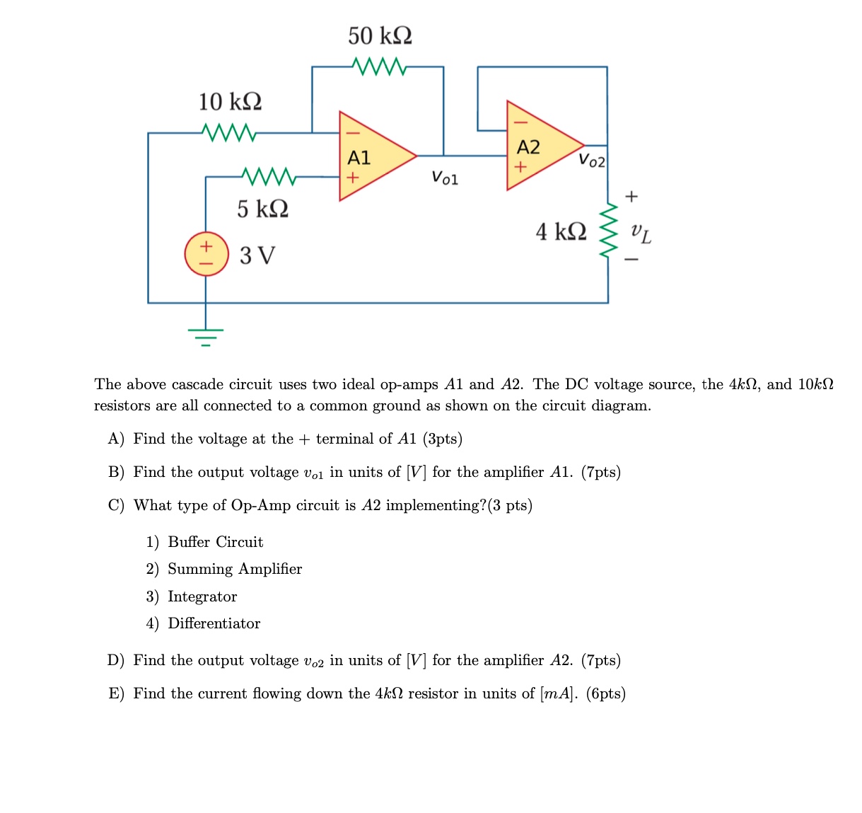 Solved The above cascade circuit uses two ideal op-amps A1 | Chegg.com