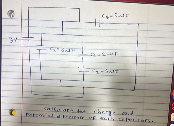 Solved Calculate the charge and Potential difference of each | Chegg.com