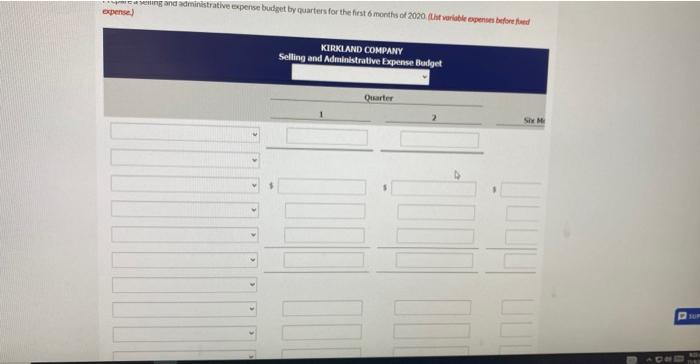 Solved Kirkland Company combines its operating expenses for | Chegg.com