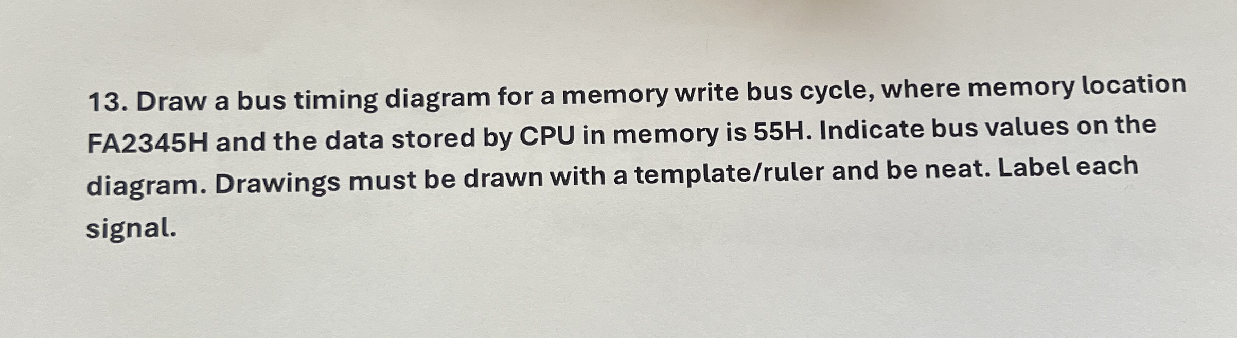 Draw a bus timing diagram for a memory write bus | Chegg.com